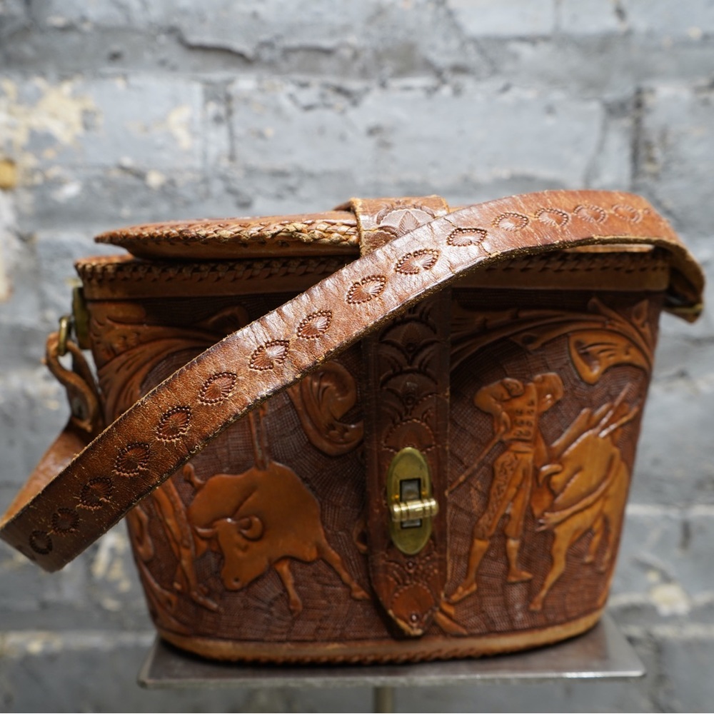 1950’s Brown Tooled Bag - Gem